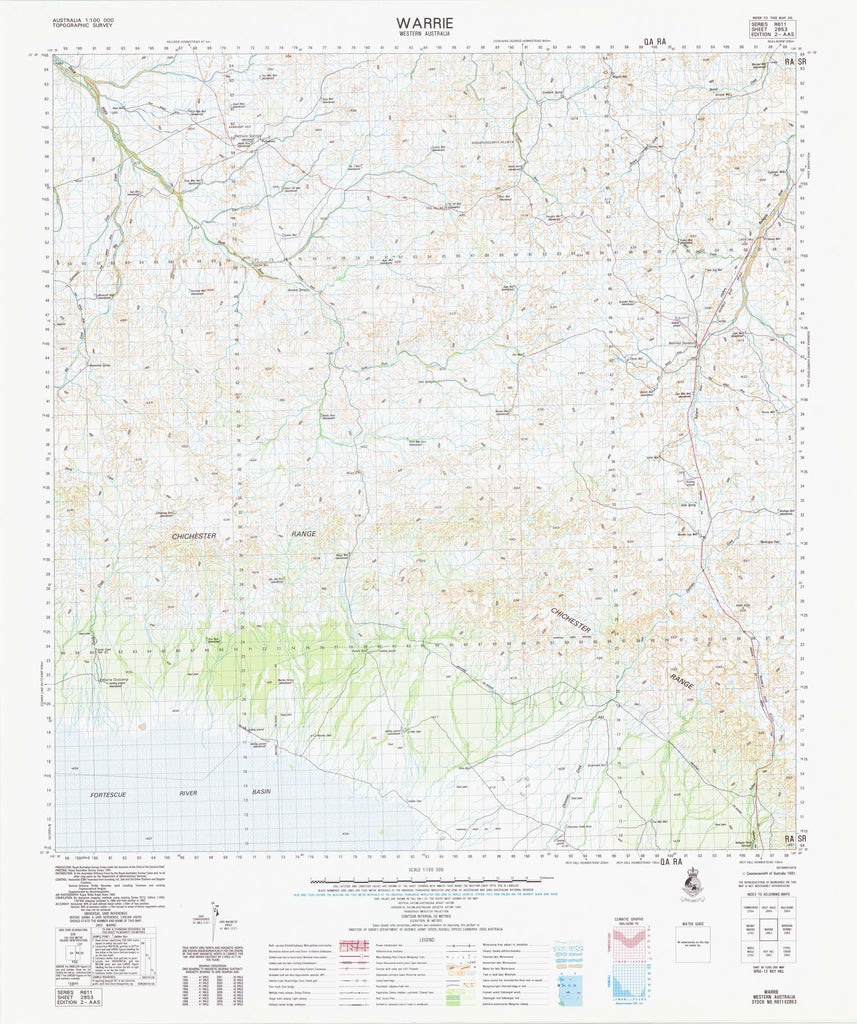 2853 Warrie 1:100k Topographic Map | Mapworld