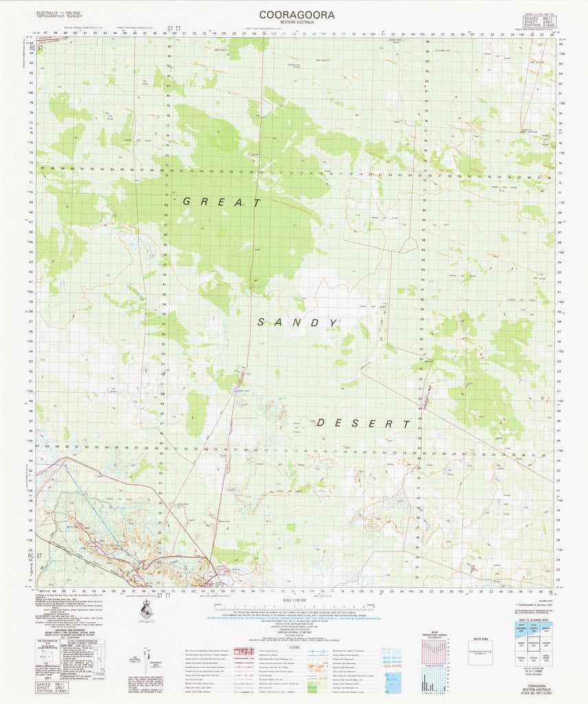 2957 Cooragoora 1:100k Topographic Map | Mapworld