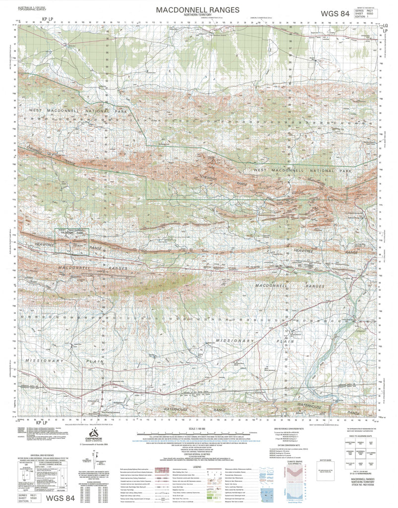 Buy 5550 MacDonnell Ranges 1:100k Topographic Map