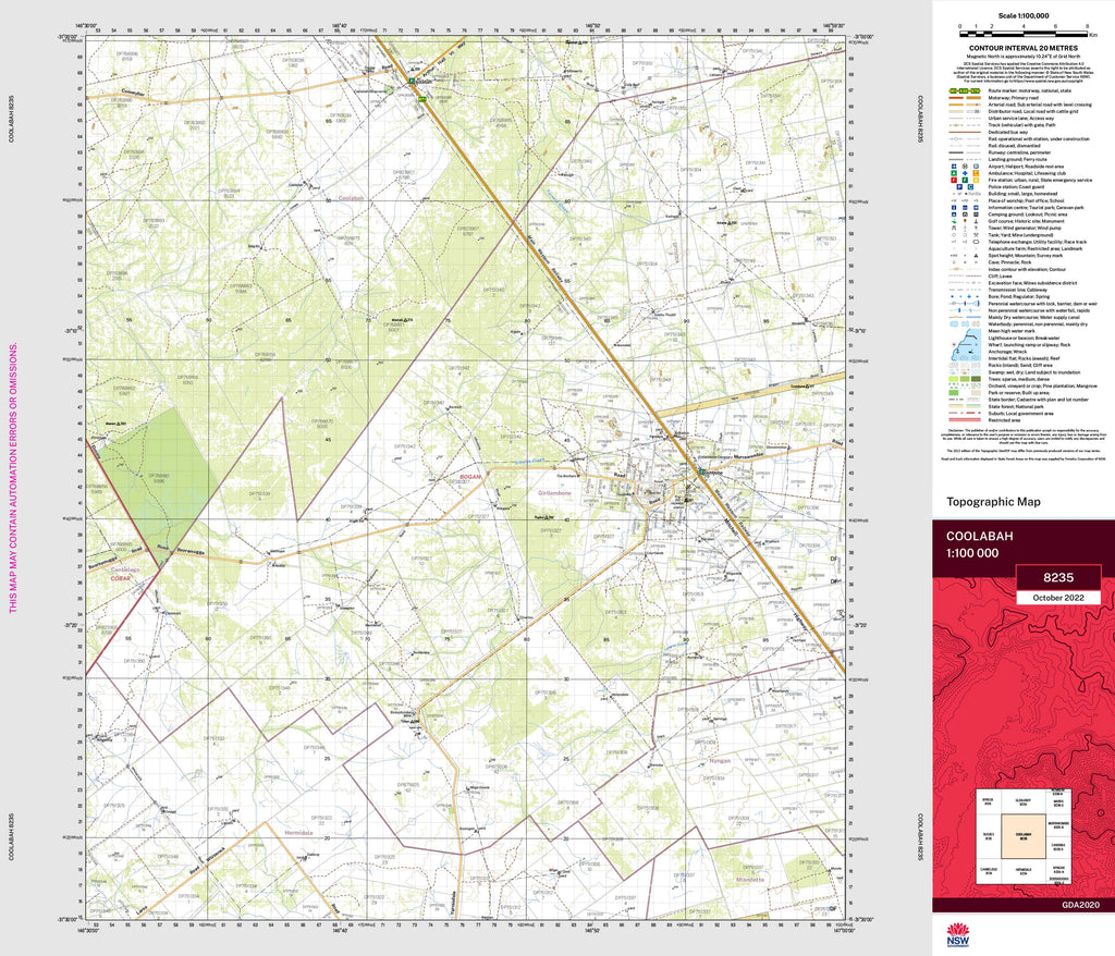 Coolabah 8235 NSW 1:100k Topographic Map | Shop Mapworld