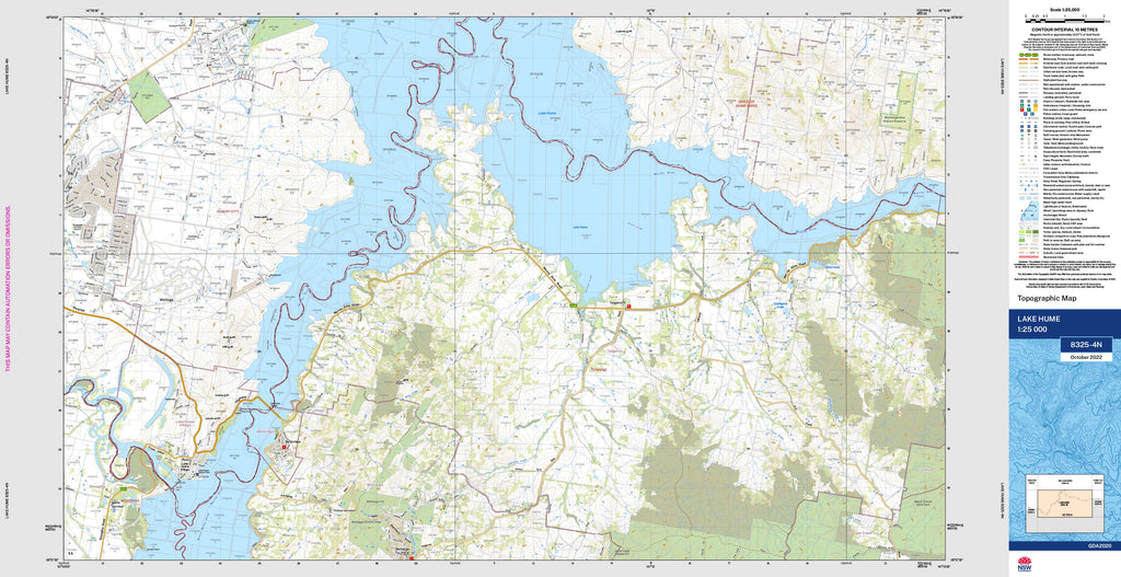 Lake Hume 8325-4N NSW 1:25k Topographic Map | Shop Mapworld