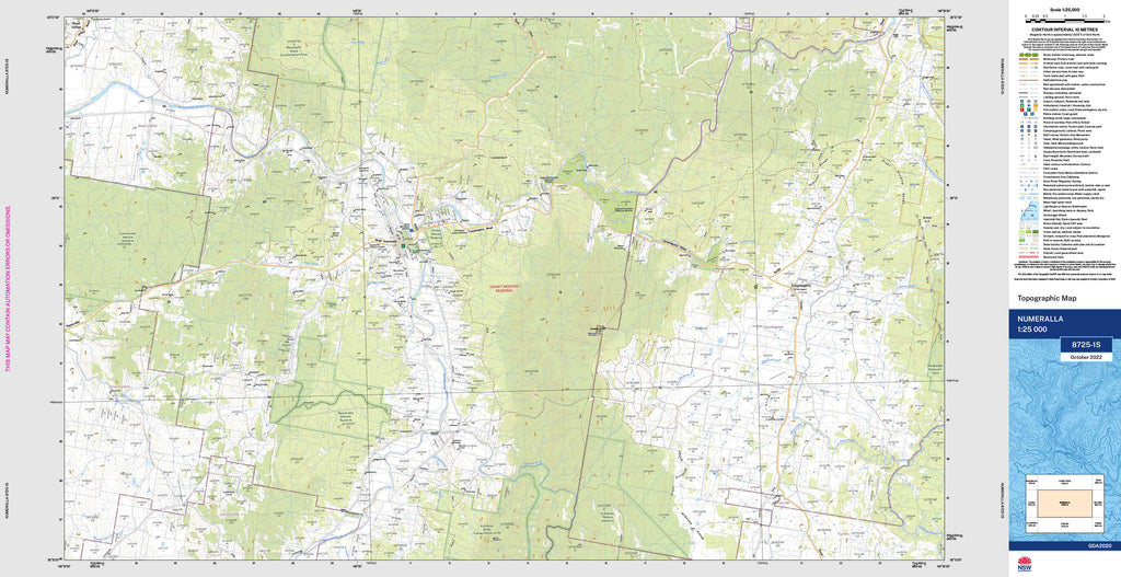 Numeralla 8725-1S NSW 1:25k Topographic Map | Shop Mapworld