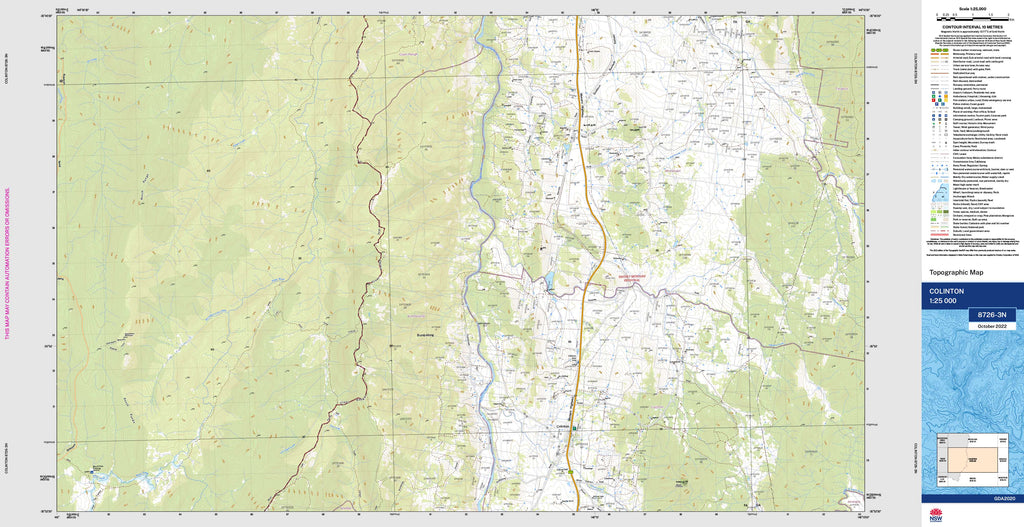 Colinton 8726-3N NSW 1:25k Topographic Map | Shop Mapworld
