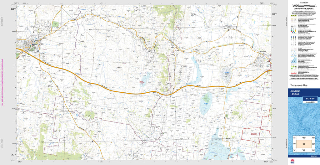 Gunning 8728-2N NSW 1:25k Topographic Map | Shop Mapworld
