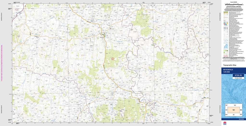 Bevendale 8728-4N NSW 1:25k Topographic Map | Shop Mapworld