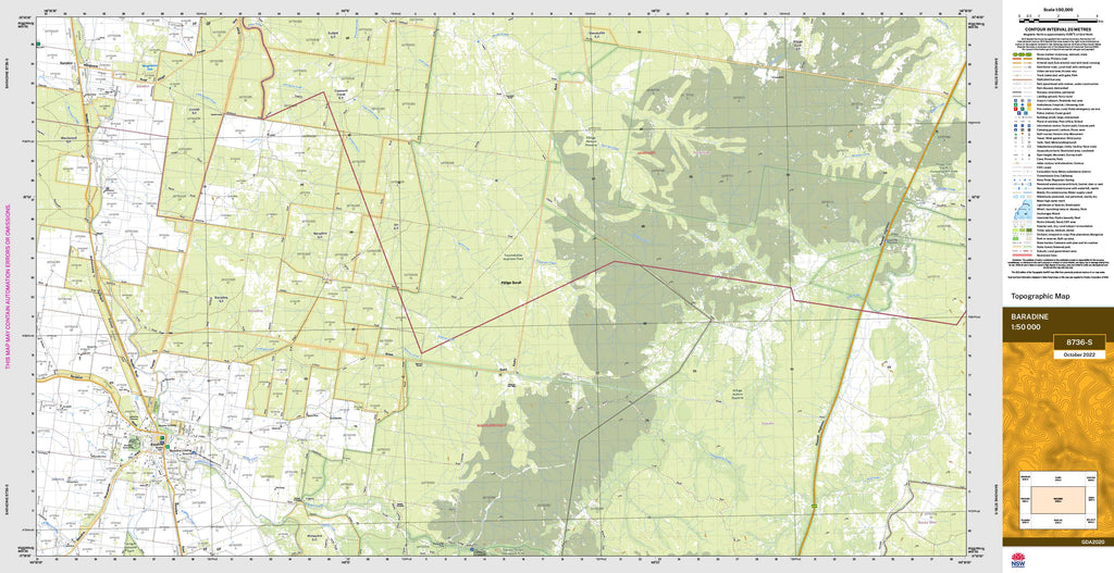 Baradine 8736-S 1:50k Topographic Map | Shop Mapworld