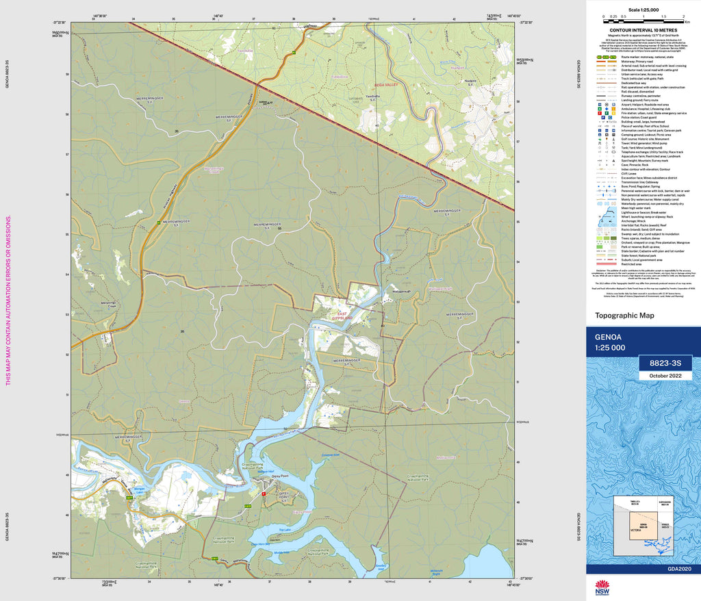Genoa 8823-3S NSW 1:25k Topographic Map | Shop Mapworld