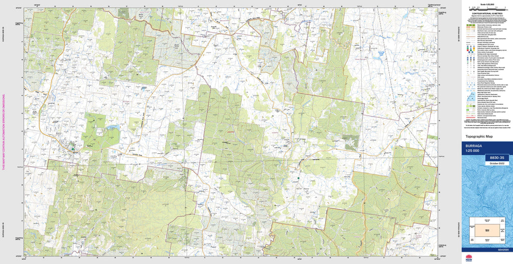 Burraga 8830-3S NSW 1:25k Topographic Map | Shop Mapworld