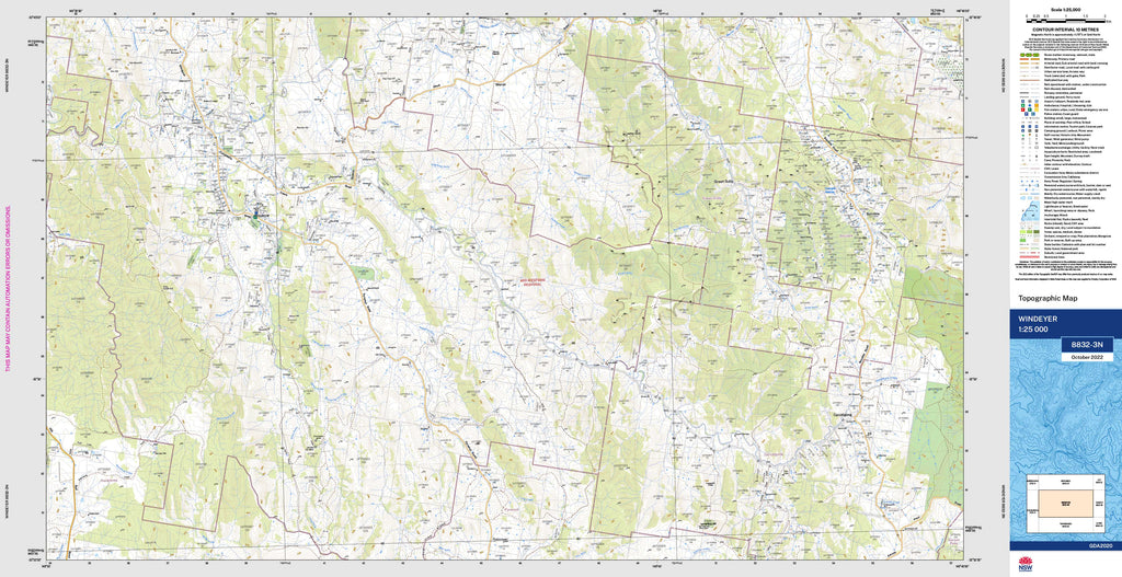 Windeyer 8832-3N NSW 1:25k Topographic Map | Shop Mapworld