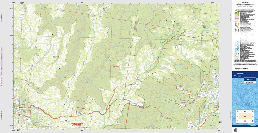 Sassafras 8927-1N NSW 1:25k Topographic Map | Shop Mapworld