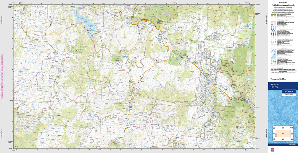Hartley 8930-4N NSW 1:25k Topographic Map | Shop Mapworld