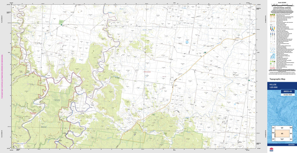 Killoe 8933-4S NSW 1:25k Topographic Map | Shop Mapworld