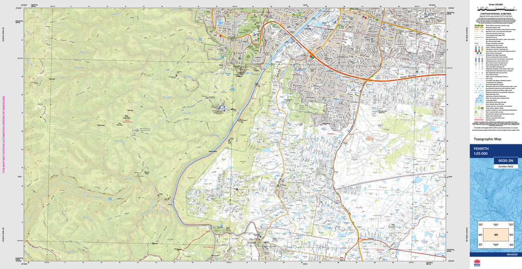 Penrith 9030-3N NSW 1:25k Topographic Map | Shop Mapworld