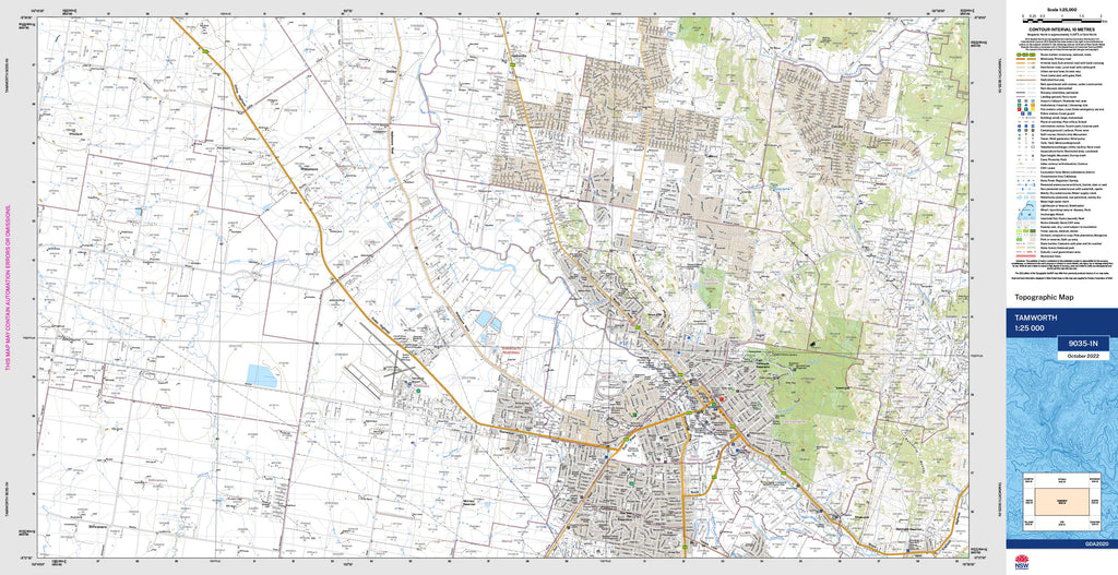 Tamworth 9035-1N NSW 1:25k Topographic Map | Shop Mapworld