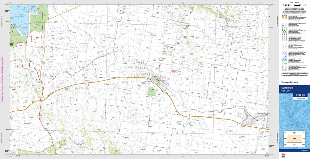 Somerton 9036-3S NSW 1:25k Topographic Map | Shop Mapworld