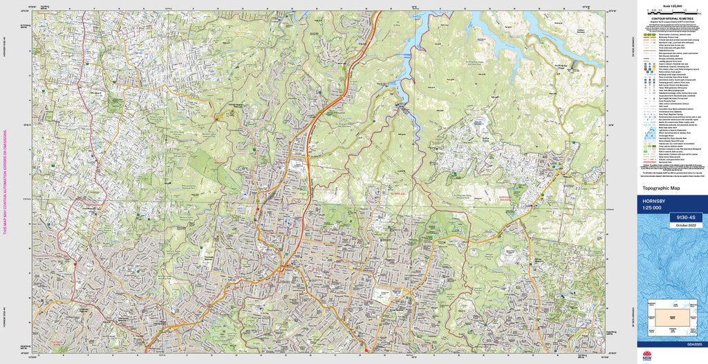 Hornsby 9130-4S LPI 1:25k NSW Topographic Map | Shop Mapworld