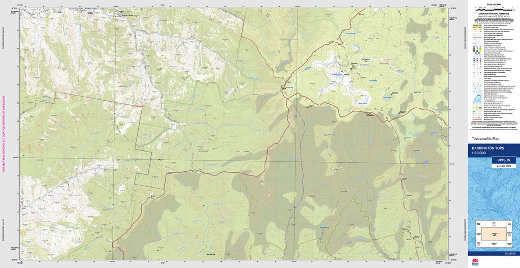 Barrington Tops 9133-1N NSW Topographic Map | Shop Mapworld