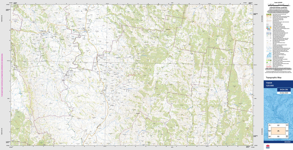 Timor 9134-3N NSW 1:25k Topographic Map | Shop Mapworld