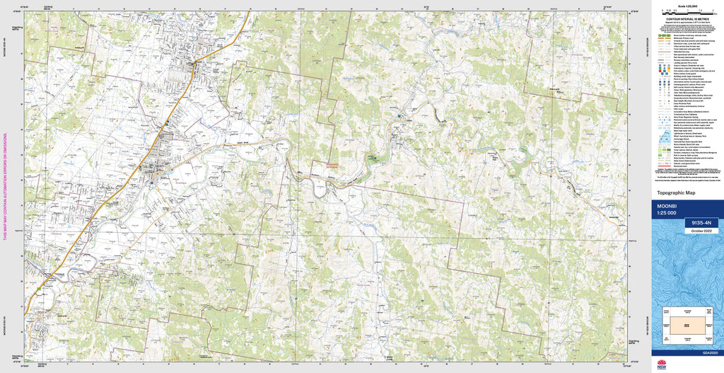 Moonbi 9135-4N NSW 1:25k Topographic Map | Shop Mapworld