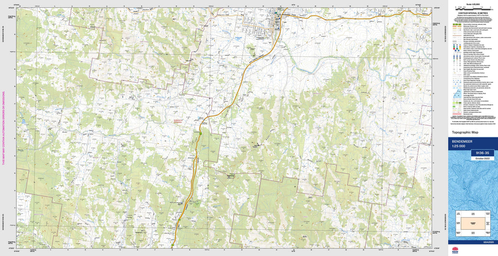 Bendemeer 9136-3S NSW Topographic Map | Shop Mapworld