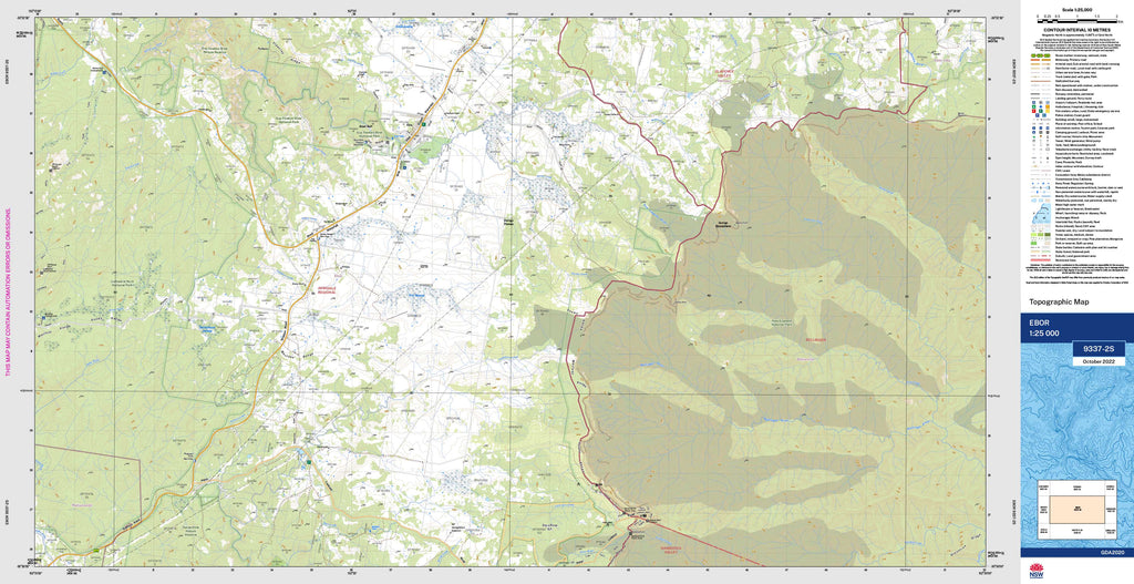 Ebor 9337-2S NSW 1:25k Topographic Map | Shop Mapworld