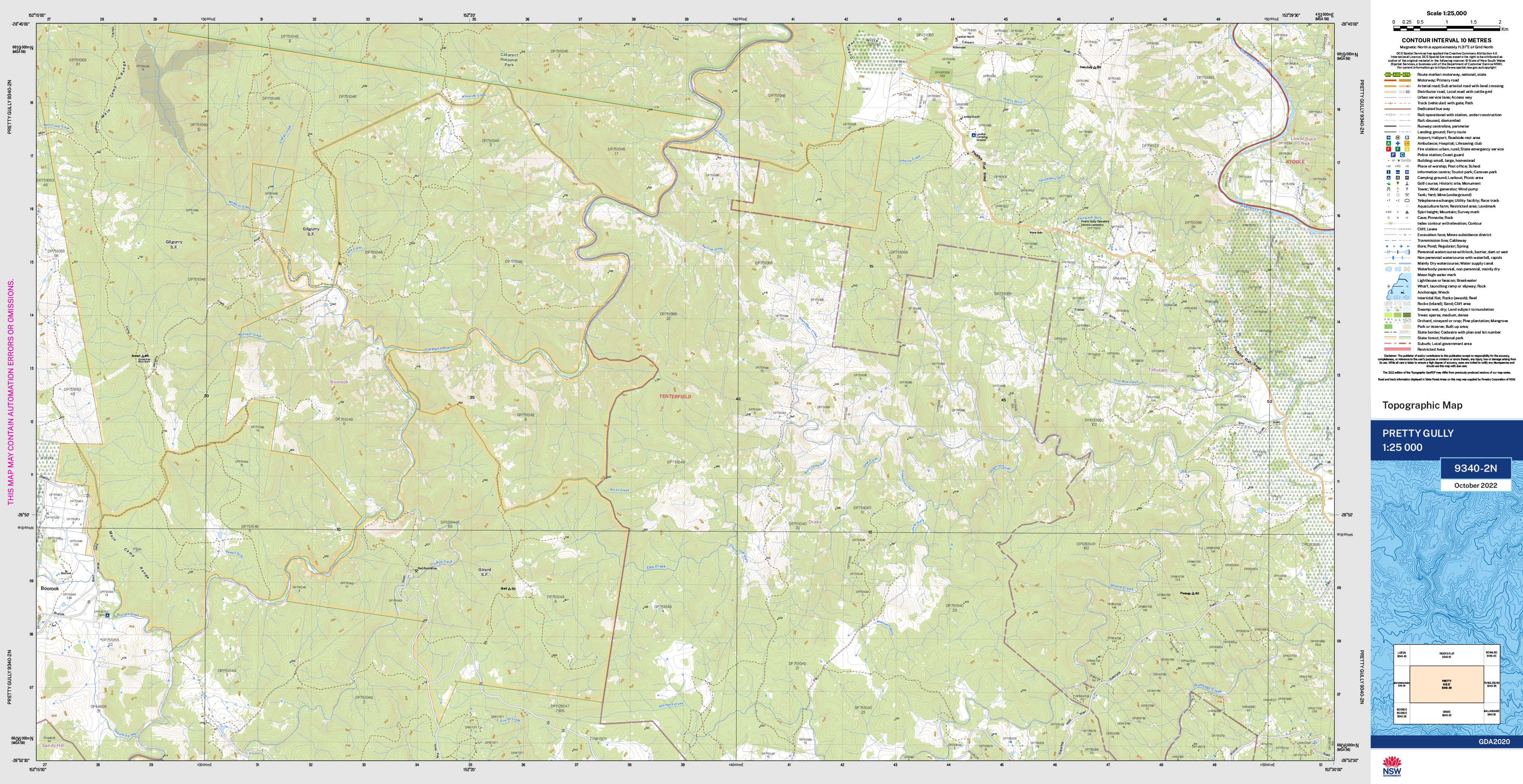 Pretty Gully 9340-2N NSW 1:25k Topographic Map | Shop Mapworld