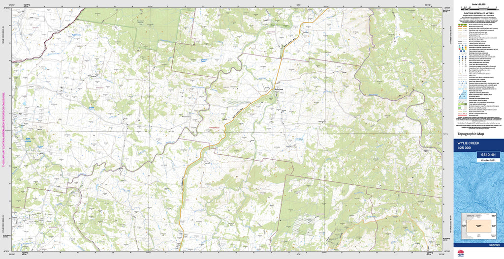Wylie Creek 9340-4N NSW 1:25k Topographic Map | Shop Mapworld