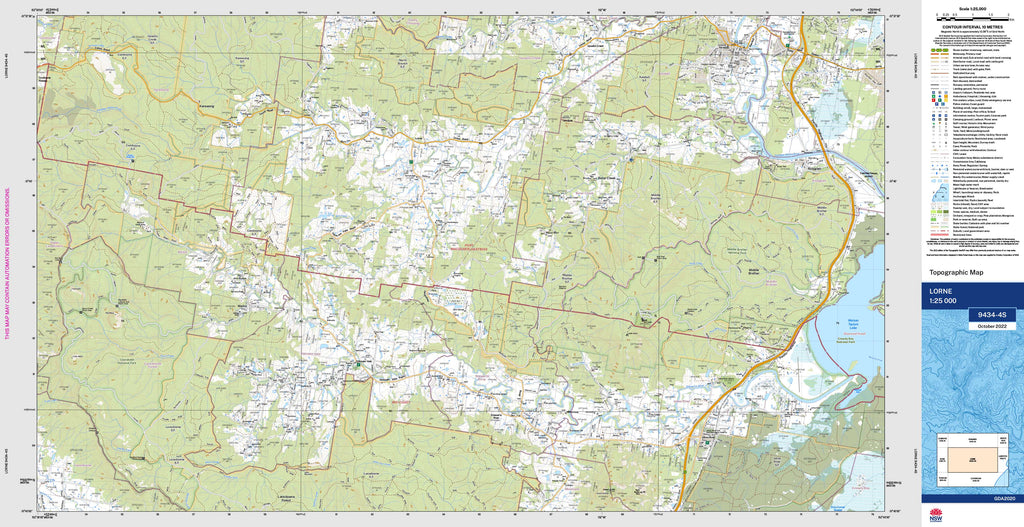 Lorne 9434-4S NSW 1:25k Topographic Map | Shop Mapworld