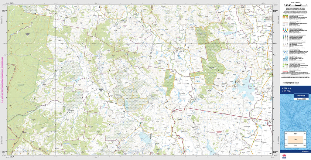 Ettrick 9440-1S NSW 1:25k Topographic Map | Shop Mapworld