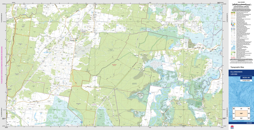Ellangowan 9539-4N NSW 1:25k Topographic Map | Shop Mapworld
