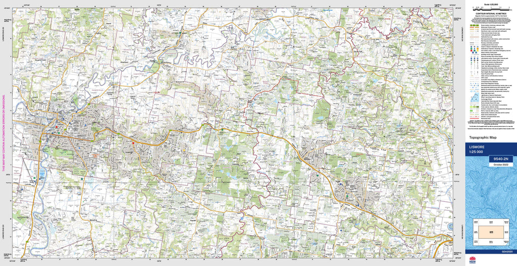 Lismore 9540-2N NSW 1:25k Topographic Map | Shop Mapworld