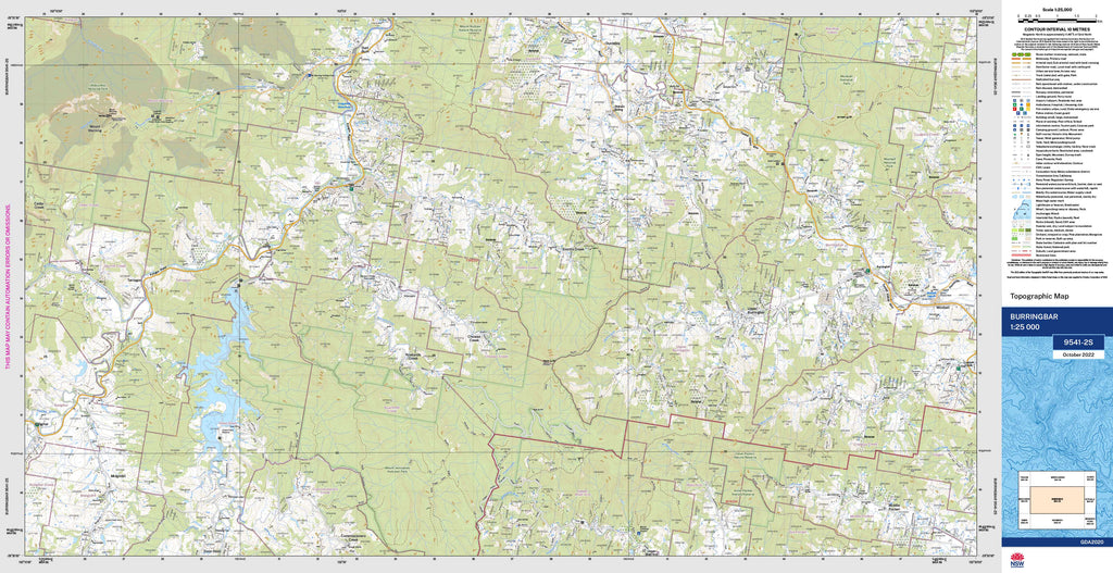 Burringbar 9541-2S NSW Topographic Map | Shop Mapworld