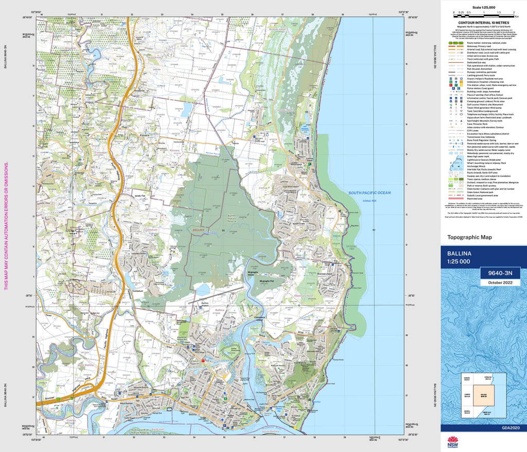 Ballina 9640-3N NSW 1:25k Topographic Map | Shop Mapworld