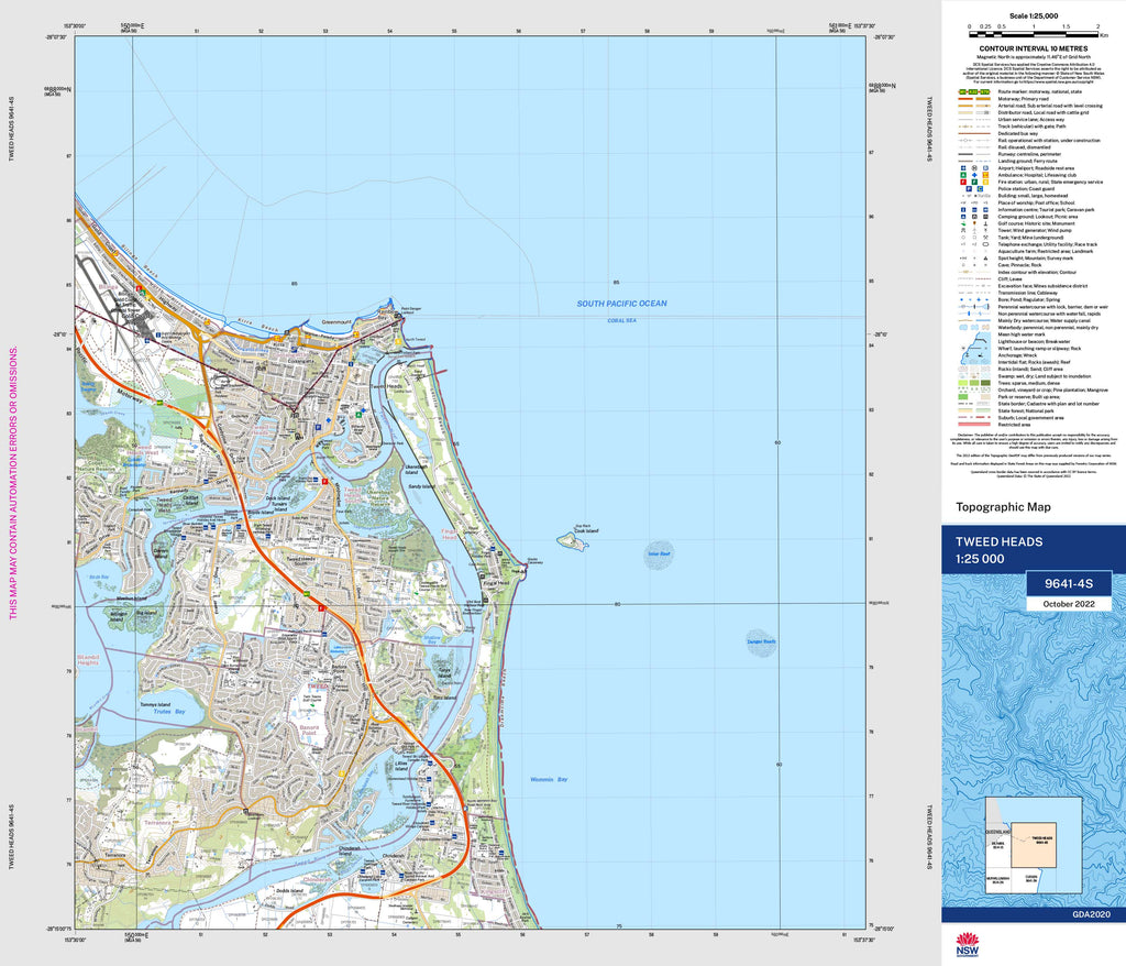 Tweed Heads 9641-4S NSW 1:25k Topographic Map | Shop Mapworld