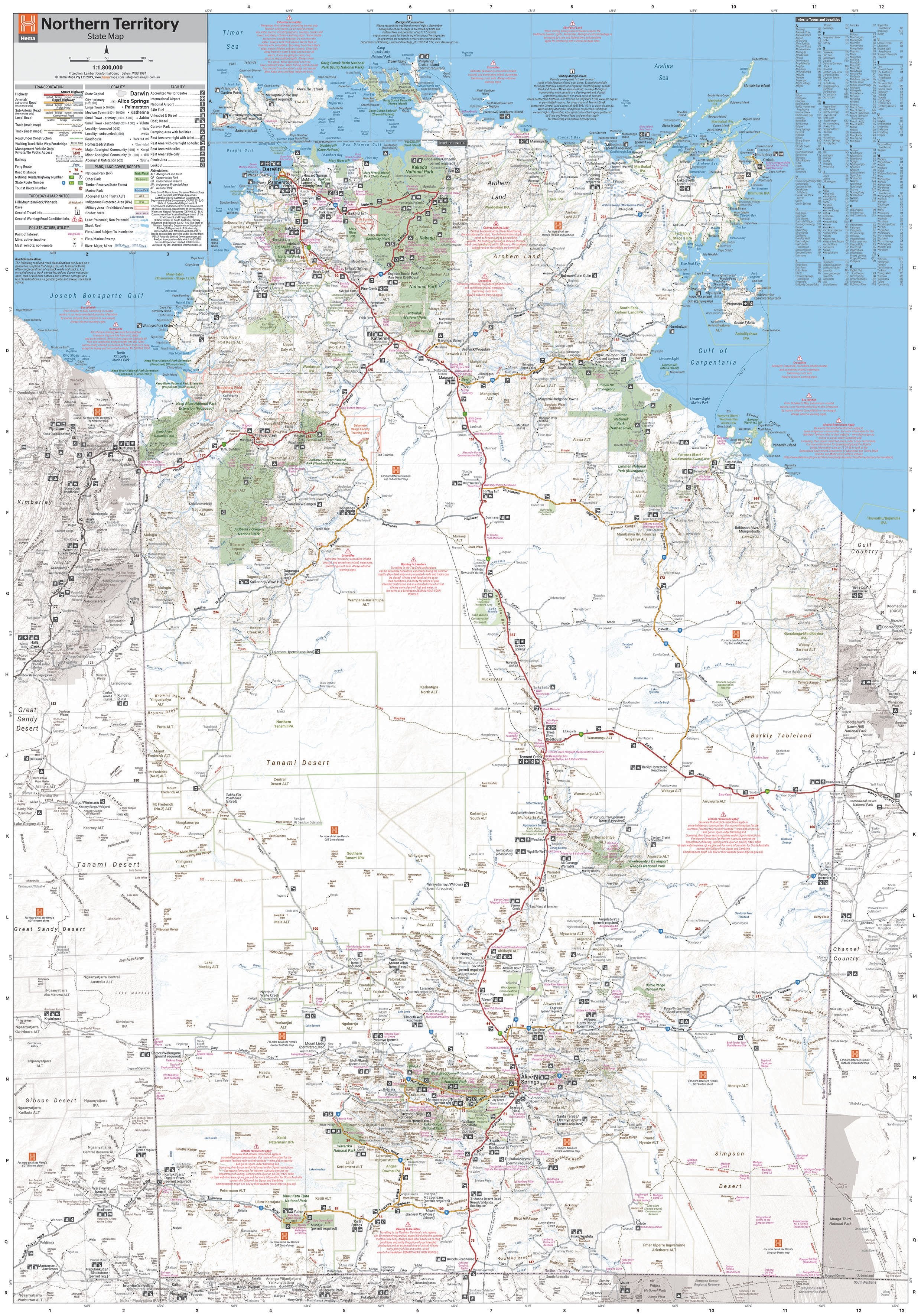Northern Territory Hema State Map, Buy Map of Northern Territory - Mapworld