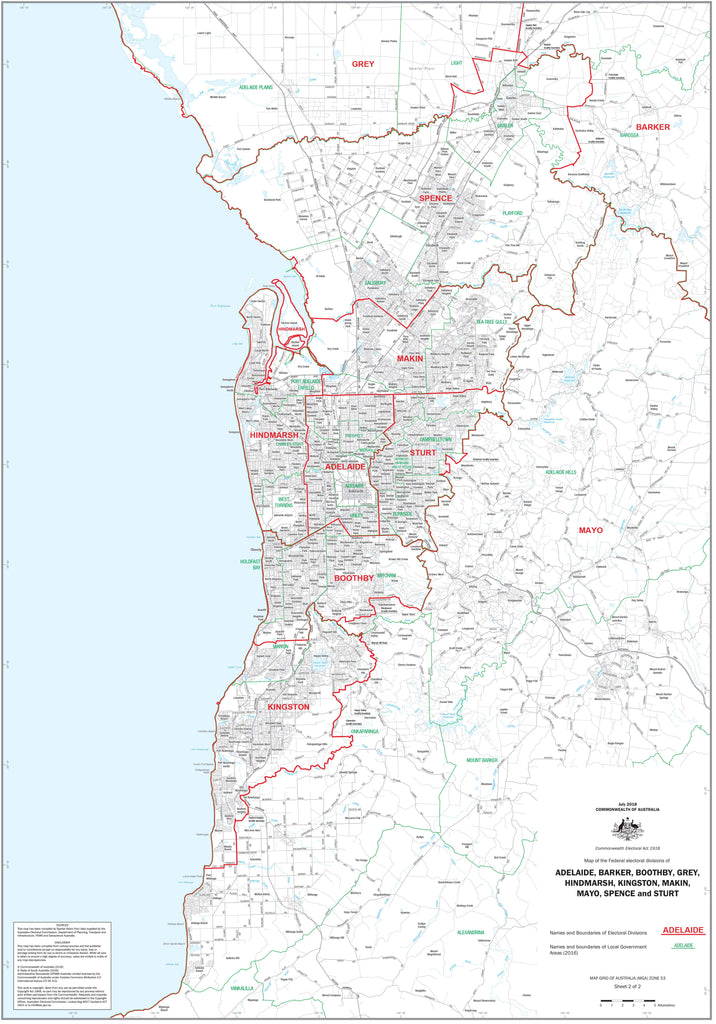 South Australia Electoral Divisions and Local Government Areas Map ...