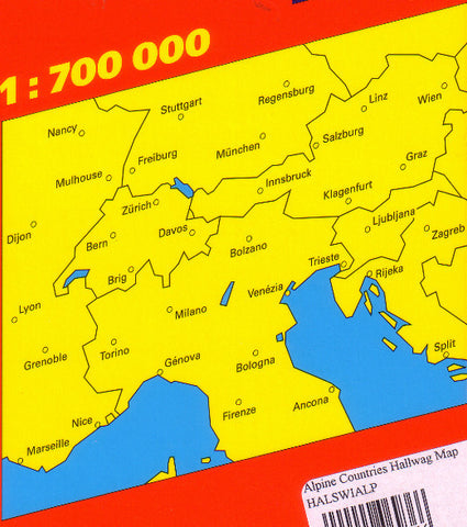 Alpine Countries Hallwag, Buy Map of Alpine Countries - Mapworld