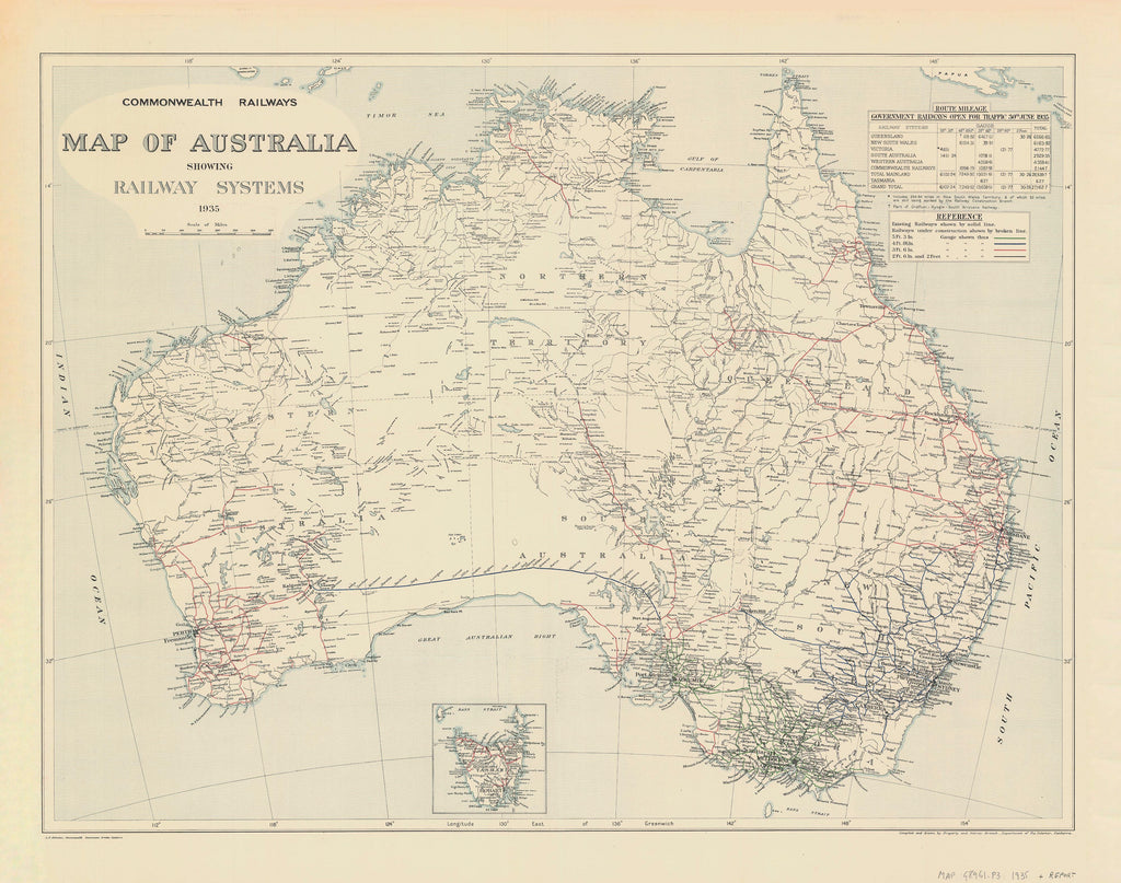 Vintage Railway Wall Map of Australia (1935) | Mapworld