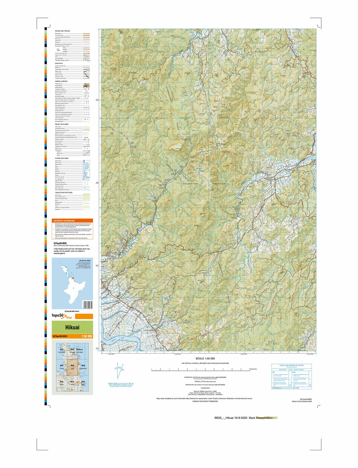BB35 - Hikuai Topo50 map | Mapworld