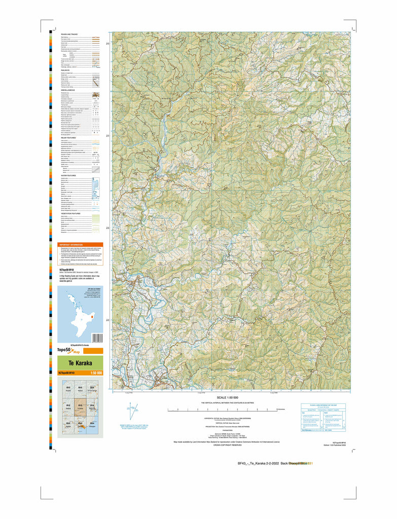 Buy BF43 - Te Karaka Topo50 map
