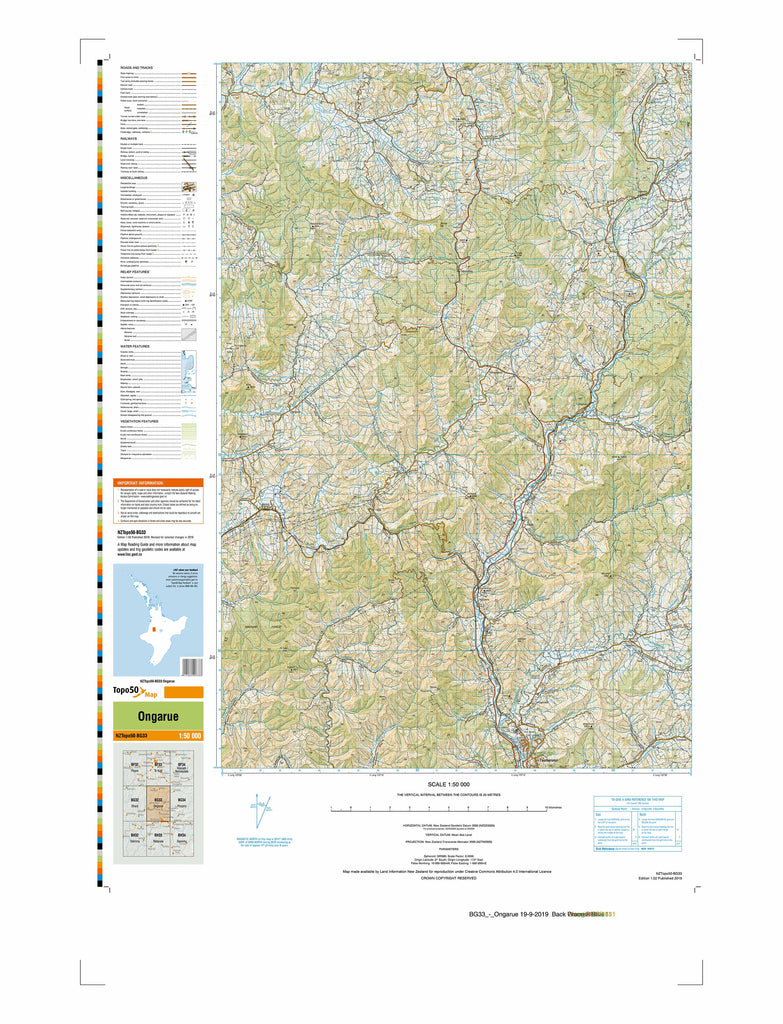 Buy BG33 - Ongarue Topo50 map