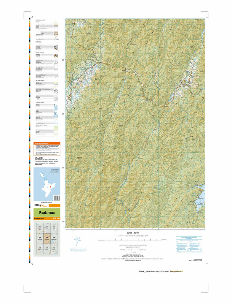 Buy BG39 - Ruatahuna Topo50 map