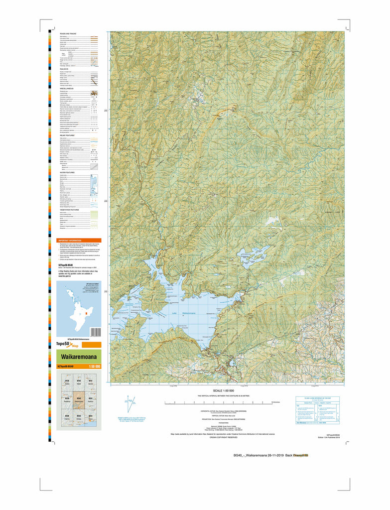 Buy BG40 - Waikaremoana Topo50 map