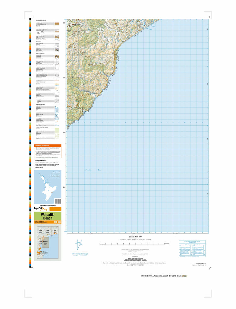 Buy BJ40ptBJ39 - Waipatiki Beach Topo50 map