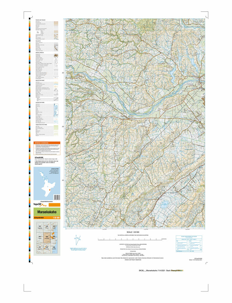Buy BK38 - Maraekakaho Topo50 map