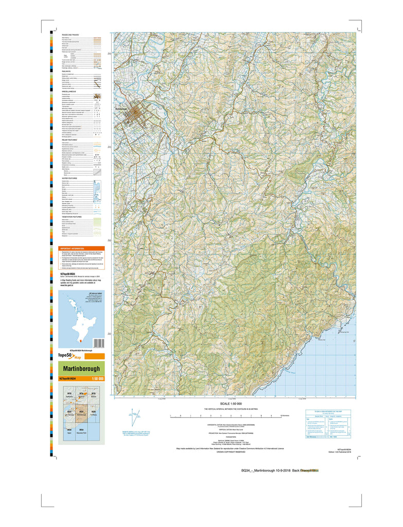Buy BQ34 - Martinborough Topo50 map