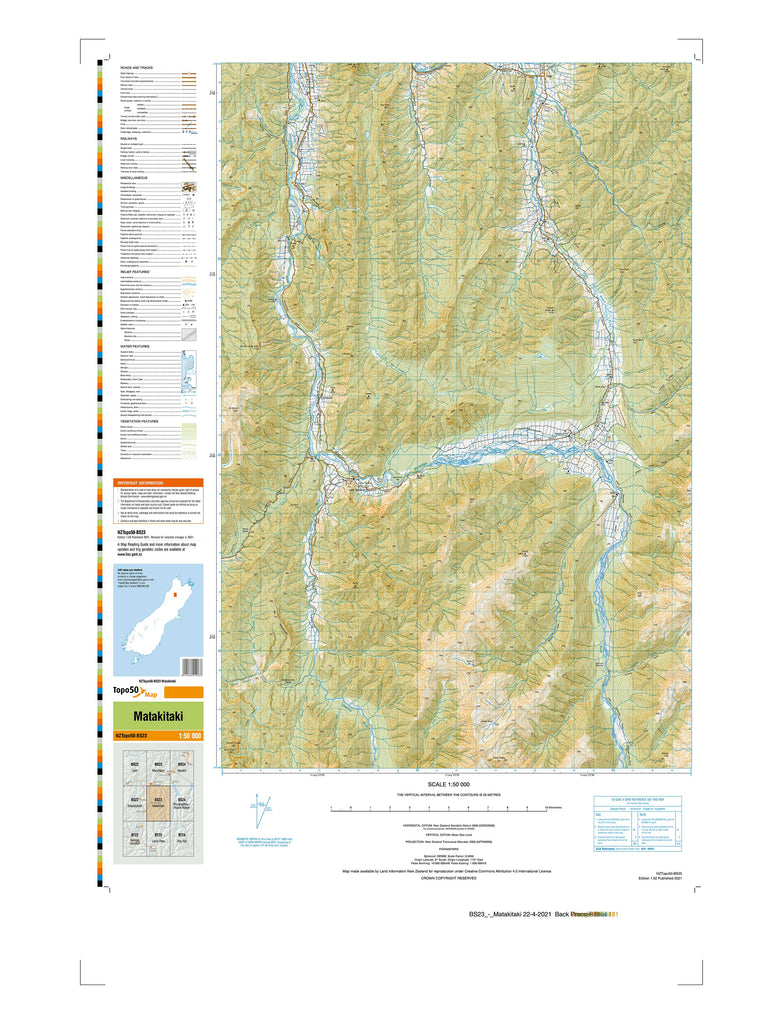 Buy BS23 - Matakitaki Topo50 map