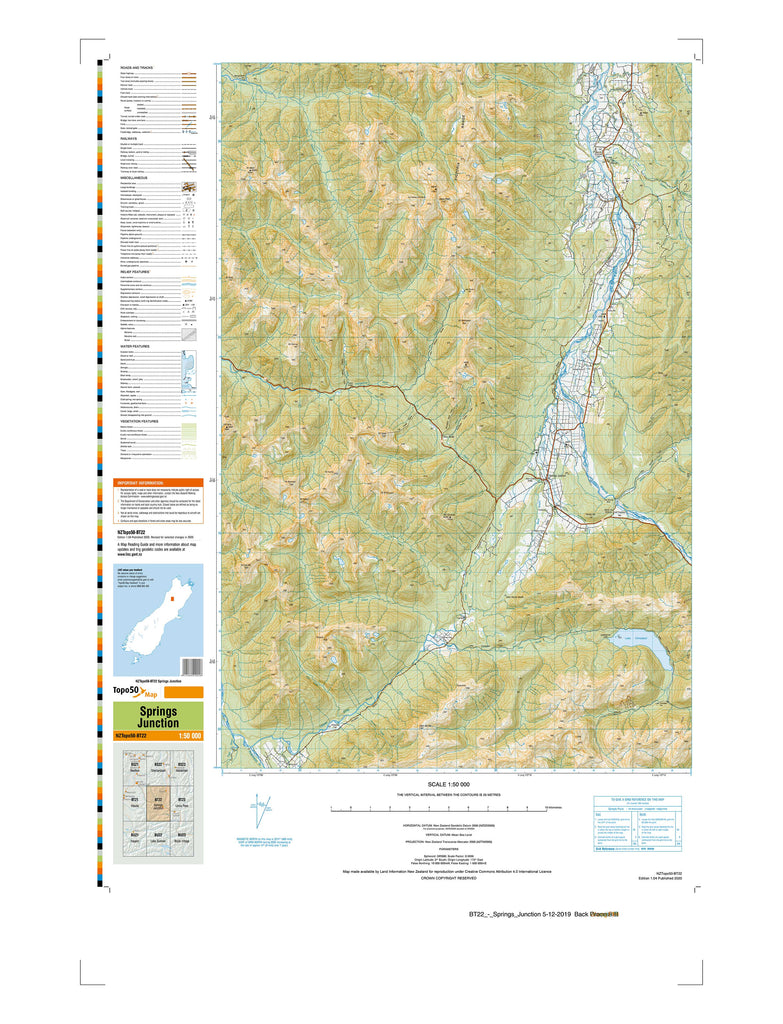 BT22 - Springs Junction Topo50 map | Mapworld