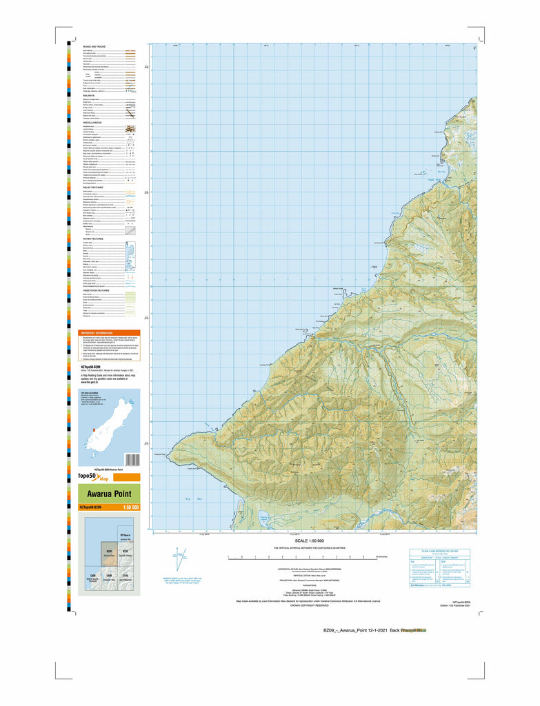 Buy BZ09 - Awarua Point Topo50 map