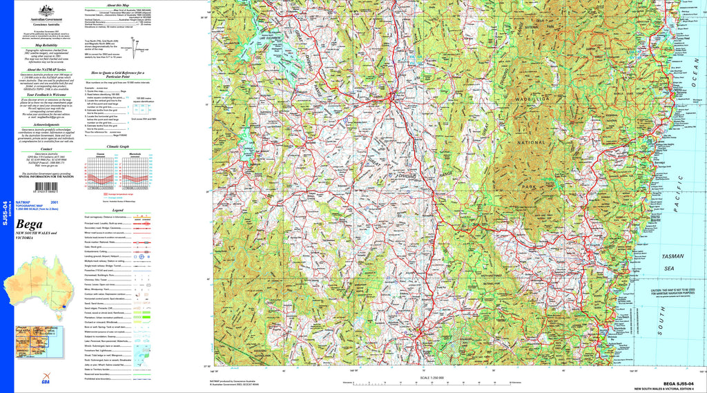Buy Bega SJ55-04 Topographic Map 1:250k